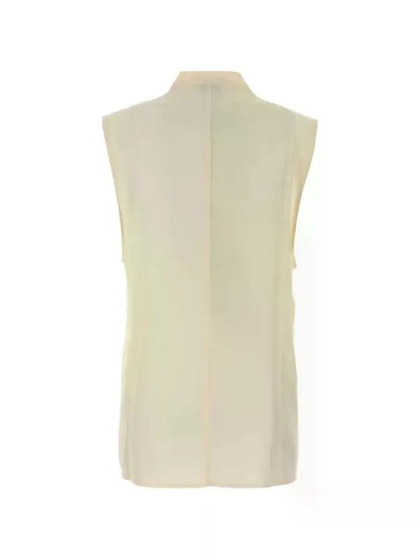 Le Kasha Sleeveless Band Collar Button-up Blouse