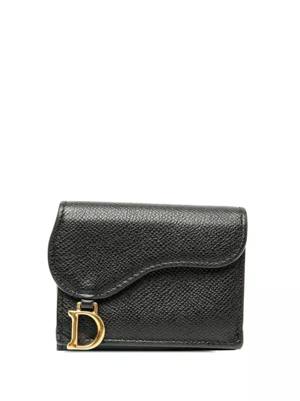 Dior 2020-2026 Grained Calfskin Saddle Trifold Wallet Small Wallets - Black