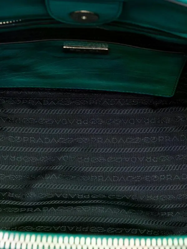 Prada Glace Calf Twin Pocket Double Handle Satchel - Green