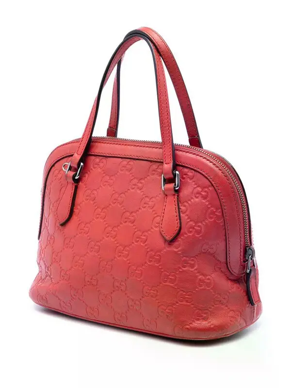 Gucci Leather Embossed Dome Satchel - Red
