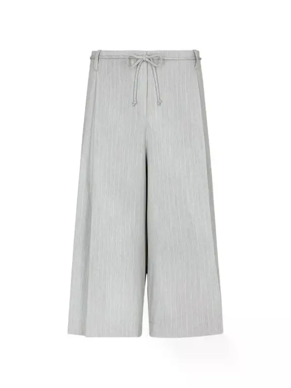 GAELLE PARIS Pinstripe Wide-leg Drawstring Shorts - Grey