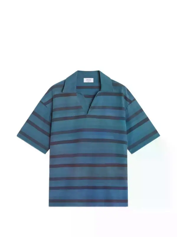 Maison Kitsuné Striped Short-sleeve Polo-collar T-shirt