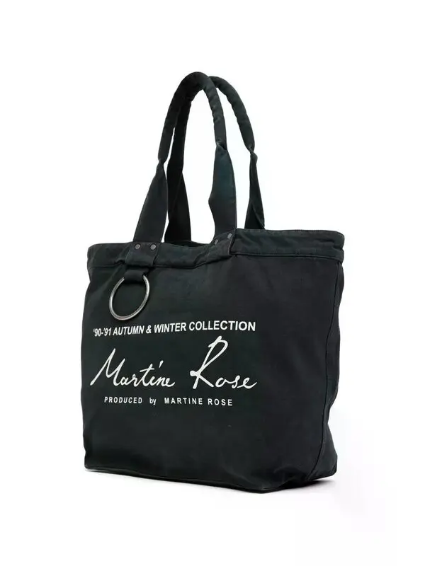 Martine Rose Logo-print Ring Detail Tote Bag - Black