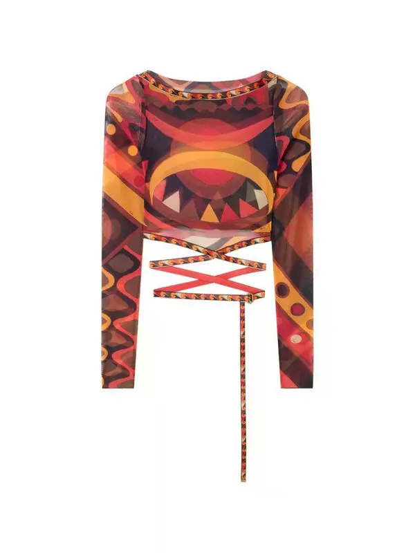 Emilio Pucci Vivara Print Tulle Crop Top - Red