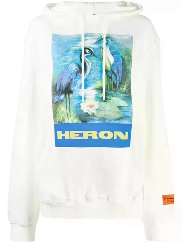 Heron Preston Cotton Graphic Print Hoodie - White