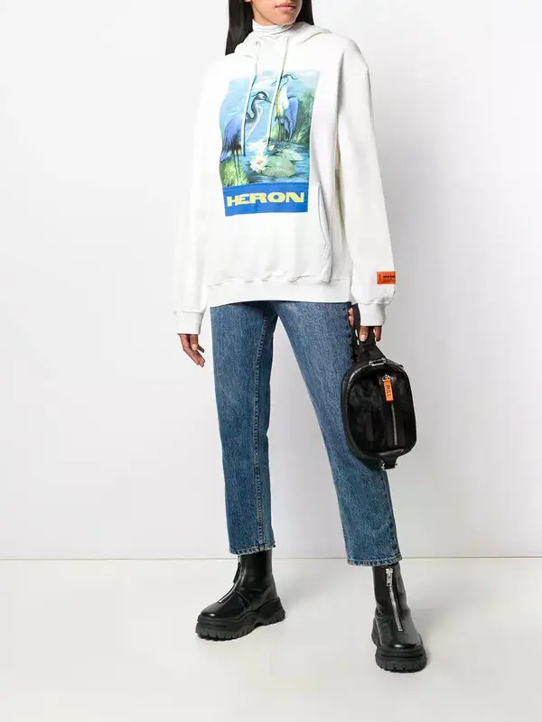 Heron Preston Cotton Graphic Print Hoodie - White