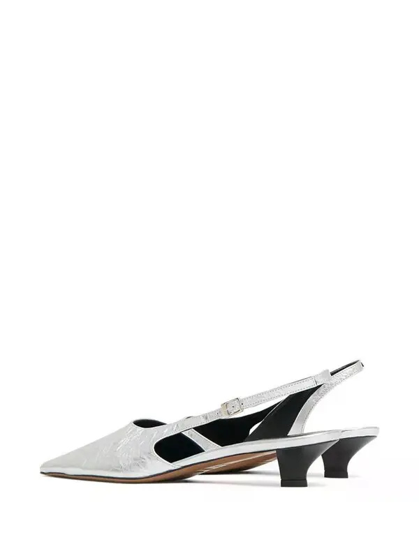 MANSUR GAVRIEL Anna Metallic-effect Leather Heeled Pumps