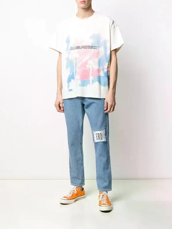 DANIEL PATRICK Graphic-print Crew Neck T-shirt - Neutrals