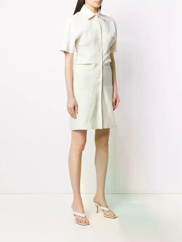 Off-White Ruched Shirt Dress