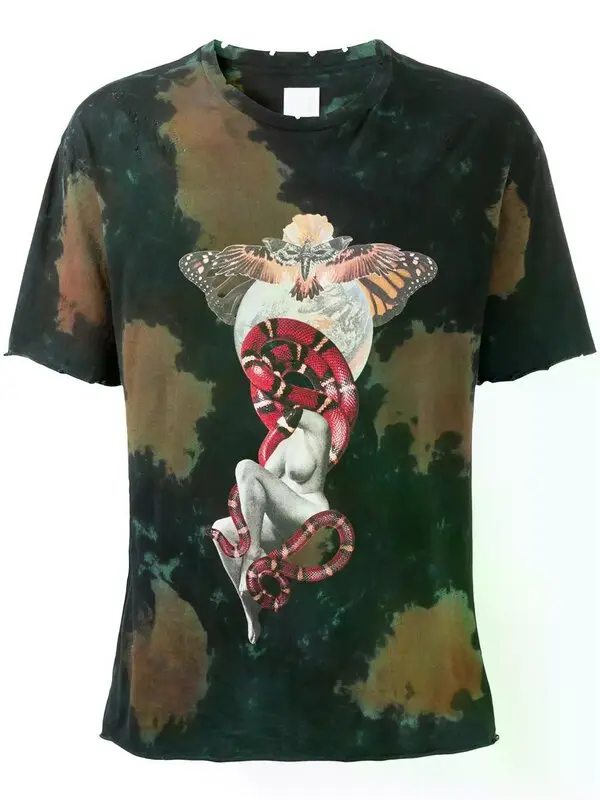 Alchemist Graphic-print Cloud-wash T-shirt - Green