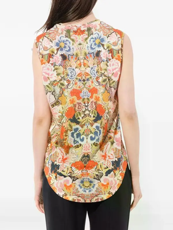 Alexander McQueen Sleeveless Floral Skull Print Vest - Orange