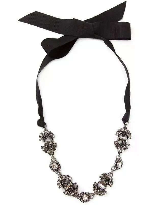 LANVIN Crystal Ribbon Necklace - Black