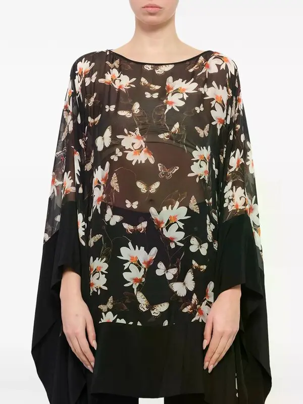 Givenchy Sheer Floral Poncho - Black