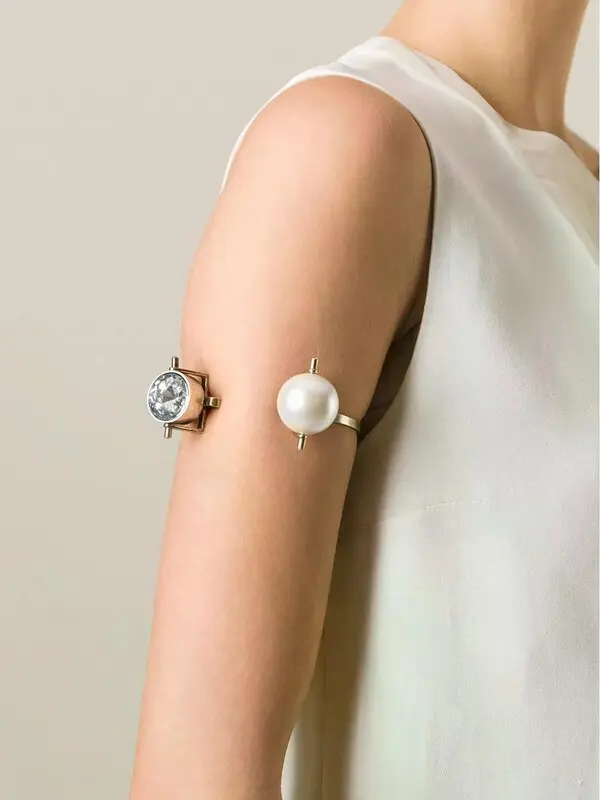 LANVIN Pearl And Crystal Arm Bracelet - Metallic