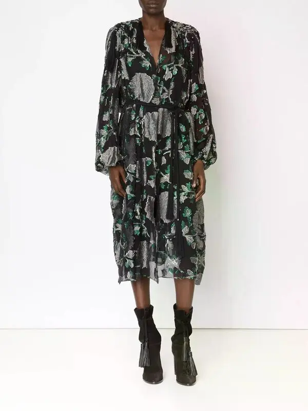 LANVIN Floral Sheer Midi Dress