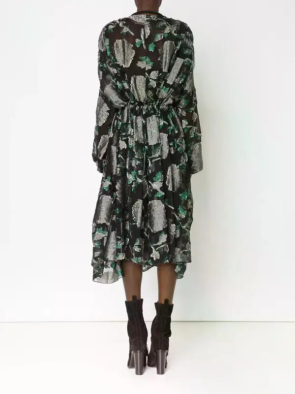 LANVIN Floral Sheer Midi Dress