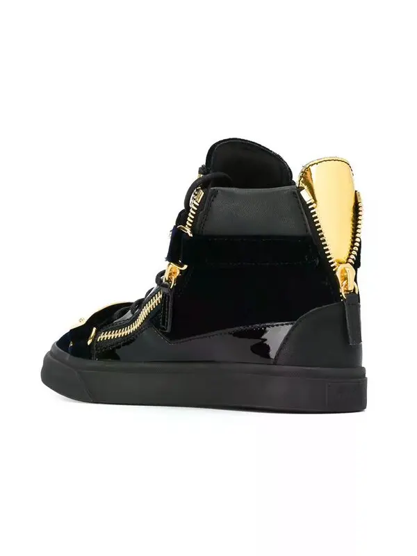 GIUSEPPE ZANOTTI Zip Detail High-top Velvet Trainers - Blue