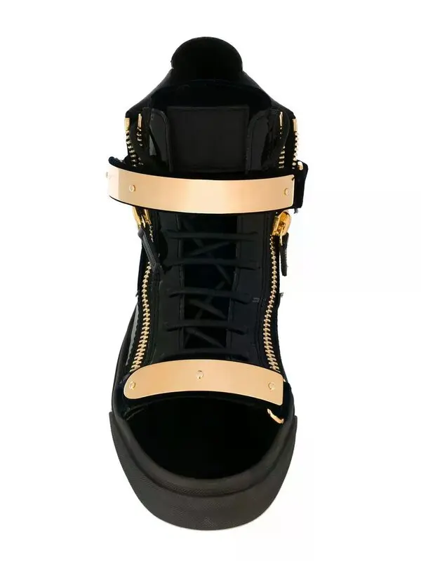 GIUSEPPE ZANOTTI Zip Detail High-top Velvet Trainers - Blue