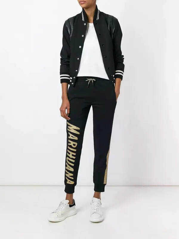 Palm Angels Cotton 'marihuana' Joggers - Black