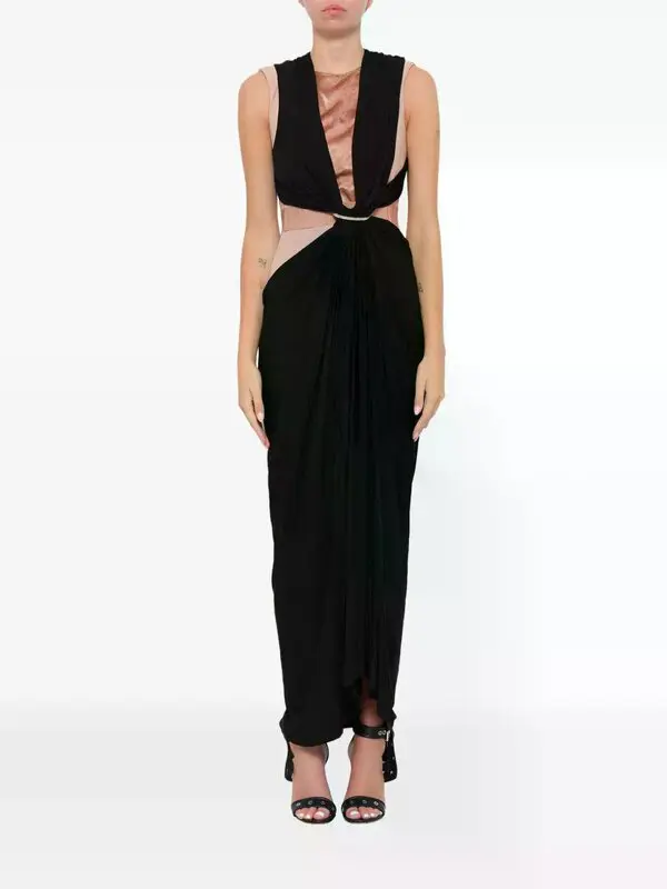 LANVIN Draped Panelled Maxi Dress - Black