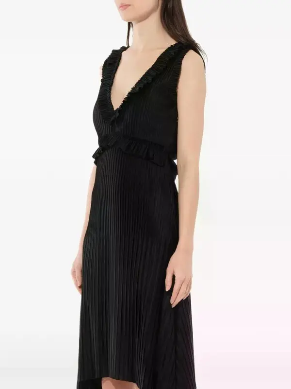 Givenchy Pleated Sleeveless V-neck Dress
