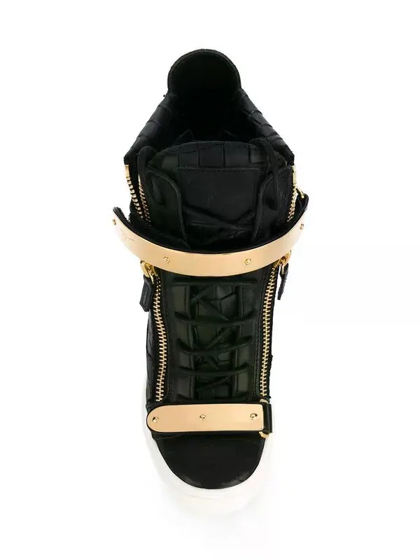 GIUSEPPE ZANOTTI Crocodile Effect Hi-top Wedge Sneakers