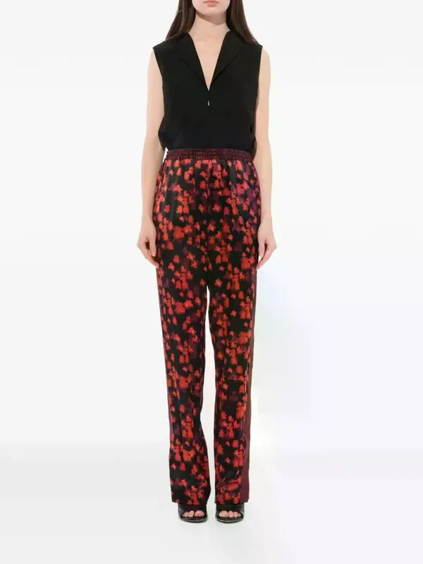Givenchy Abstract Floral Print Silk Blend Trousers