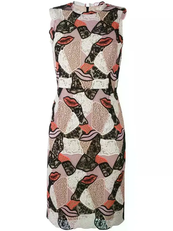 Emilio Pucci Embroidered Lips Sheath Dress
