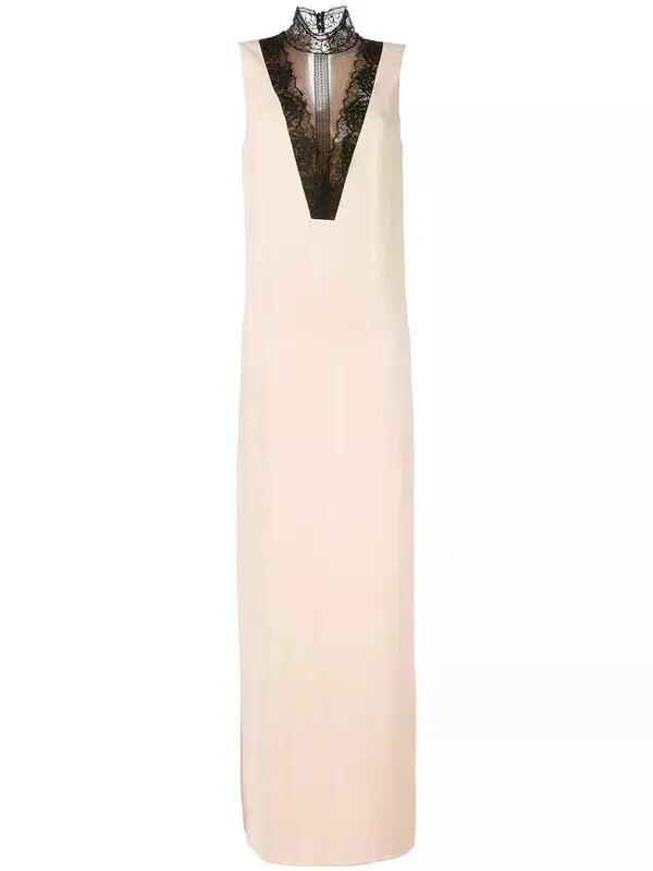 LANVIN Lace Effect Maxi Dress - Neutrals