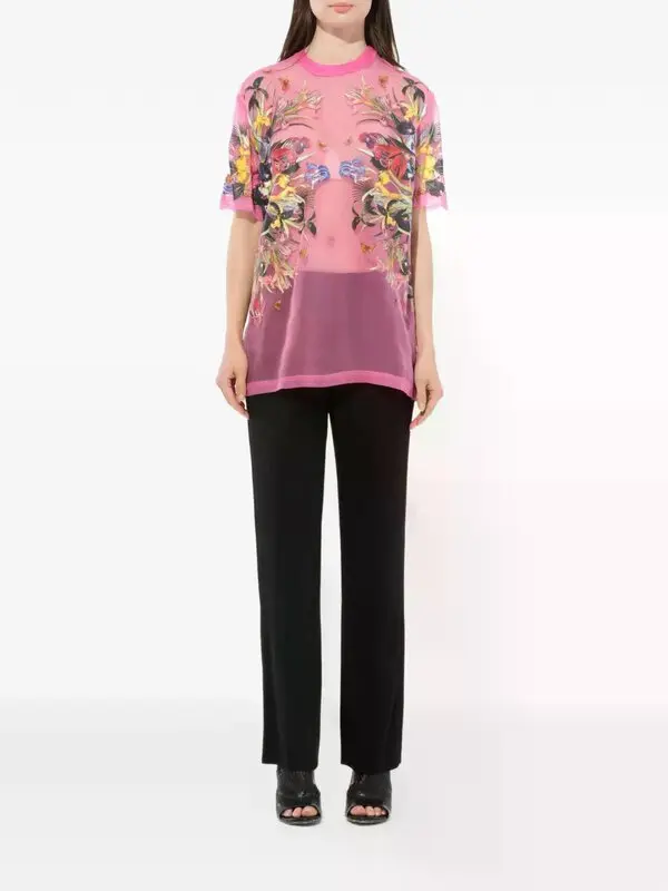 Givenchy Floral Print Semi-sheer T-shirt