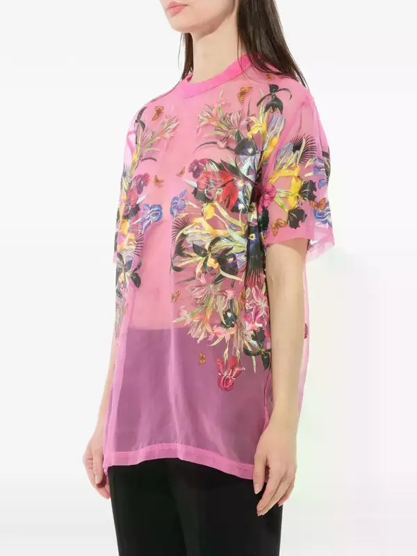 Givenchy Floral Print Semi-sheer T-shirt