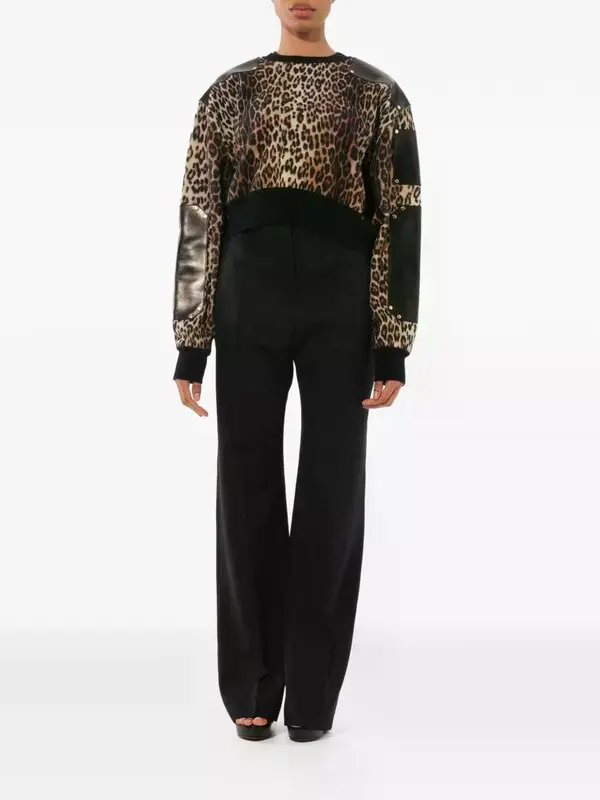 Givenchy Leopard Print Leather Panel Cropped Jumper