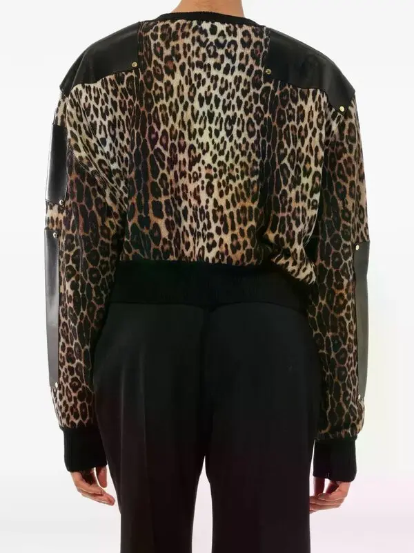 Givenchy Leopard Print Leather Panel Cropped Jumper