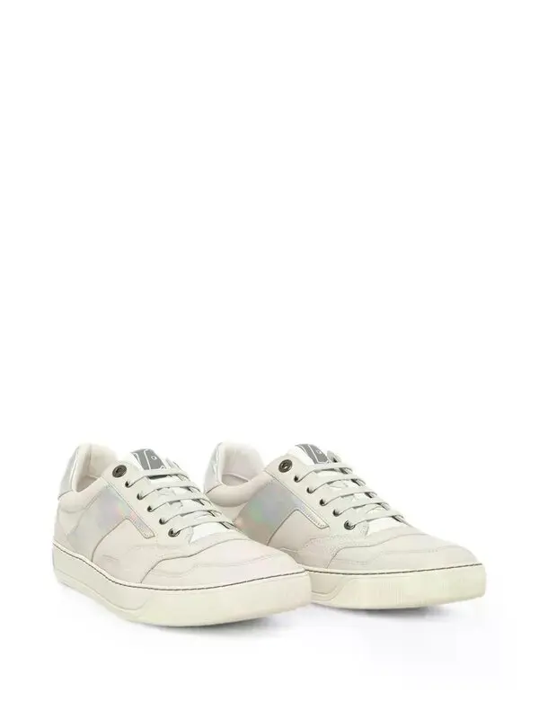 LANVIN Iridescent Panel Leather Sneakers - Grey