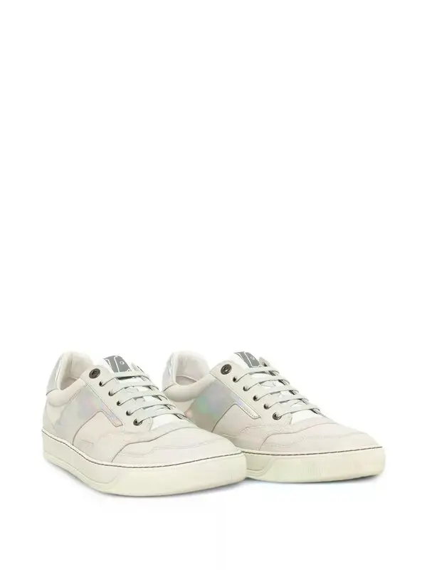 LANVIN Iridescent Panel Leather Sneakers - Grey