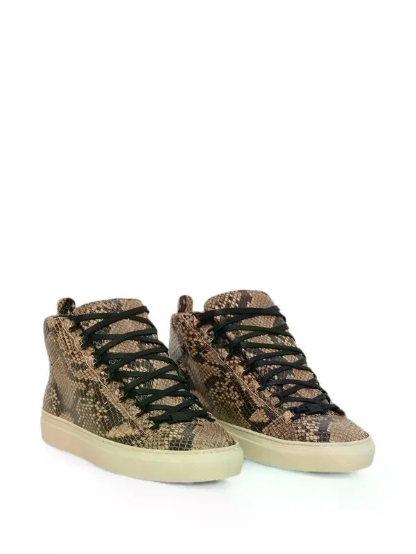 Balenciaga Snakeskin Effect Lace-up High Top Sneakers