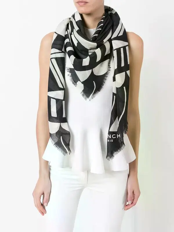 Givenchy Geometric Pattern Scarf - Black