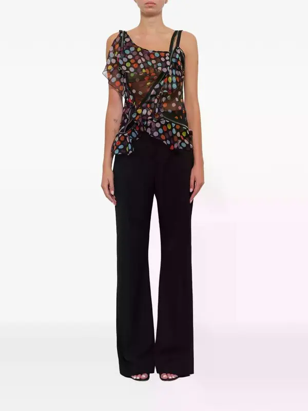 Givenchy Asymmetrical Zip Detail Sheer Polka Dot Top
