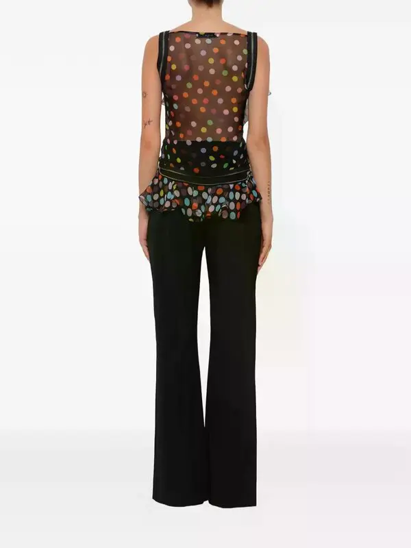 Givenchy Asymmetrical Zip Detail Sheer Polka Dot Top