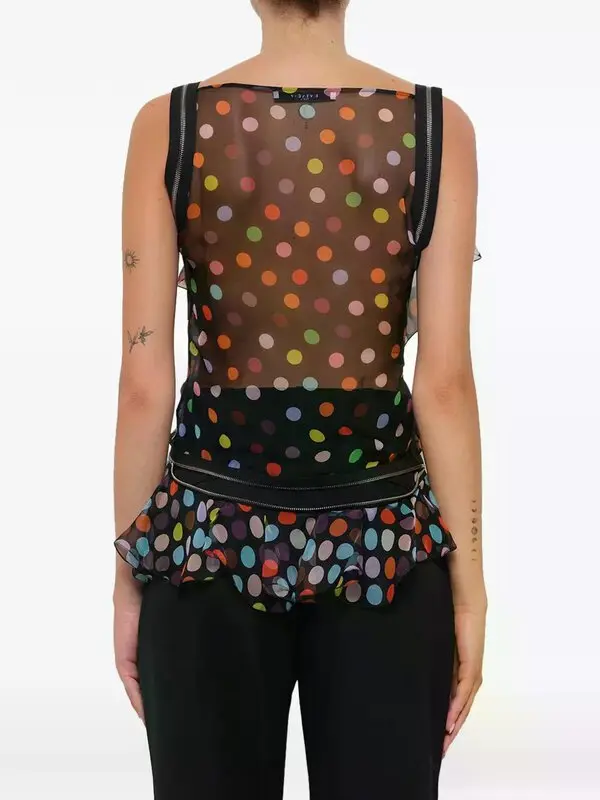 Givenchy Asymmetrical Zip Detail Sheer Polka Dot Top