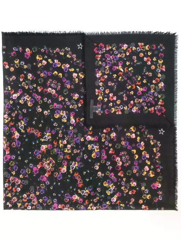 Givenchy Night Pansy Print Shawl - Black