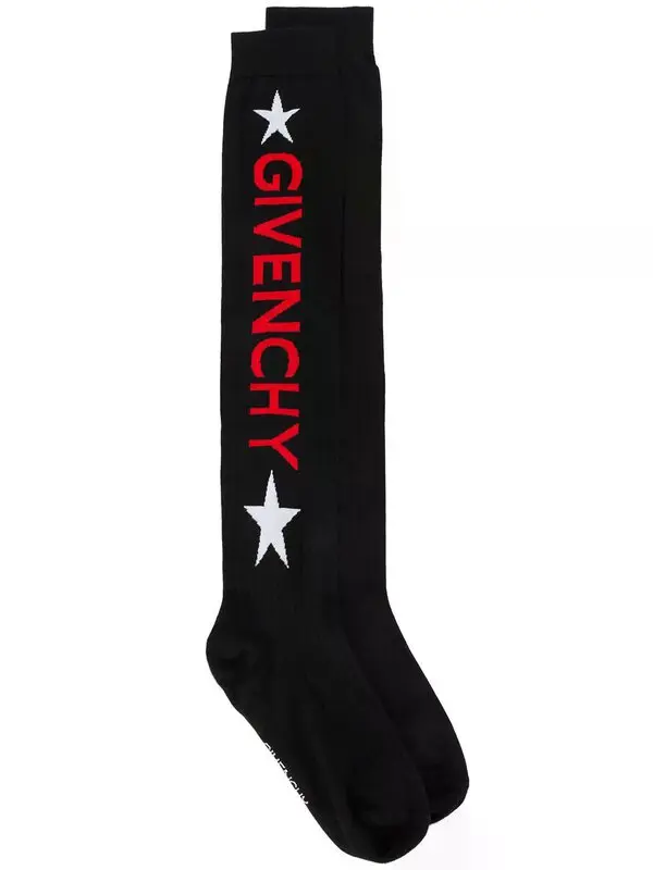 Givenchy Logo Intarsia Knee High Socks - Black