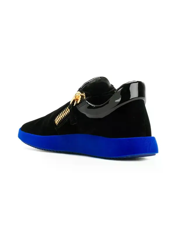GIUSEPPE ZANOTTI Patent Leather And Velvet Runner Sneakers