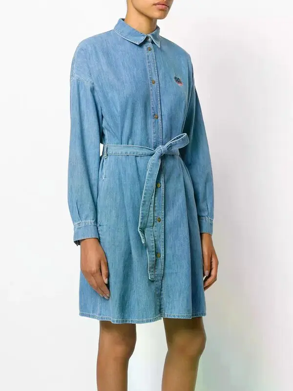 Kenzo Embroidered Tiger Shirt Dress - Blue