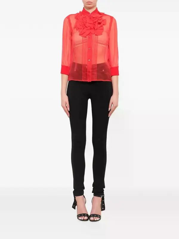 Givenchy Sheer Frill Fitted Shirt