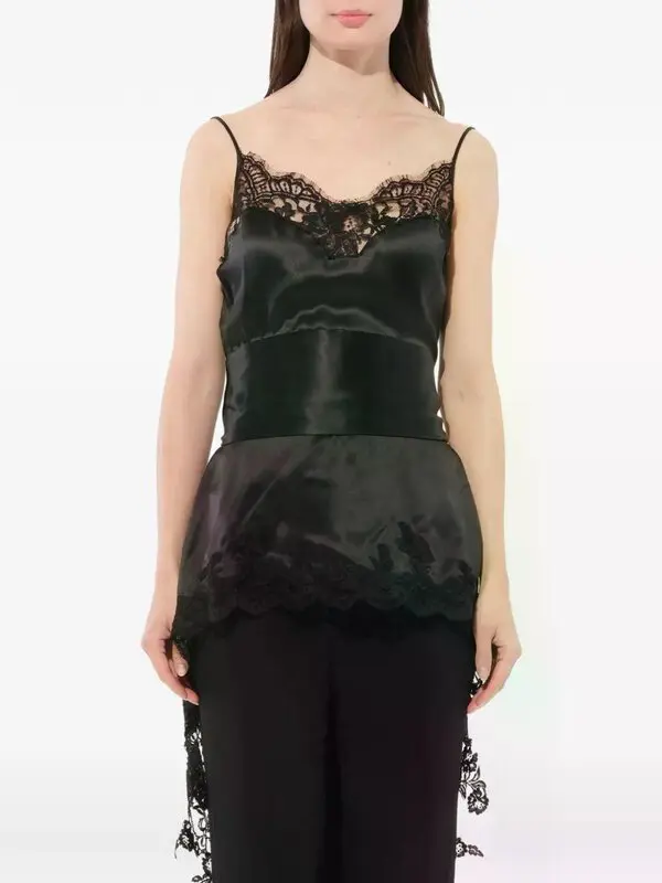 Givenchy Lace Embroidered Spaghetti Strap Top - Black