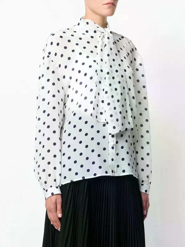 Balenciaga Gathered Polka Dot Blouse