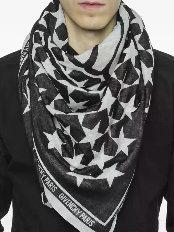 Givenchy Star-print Logo-trim Scarf
