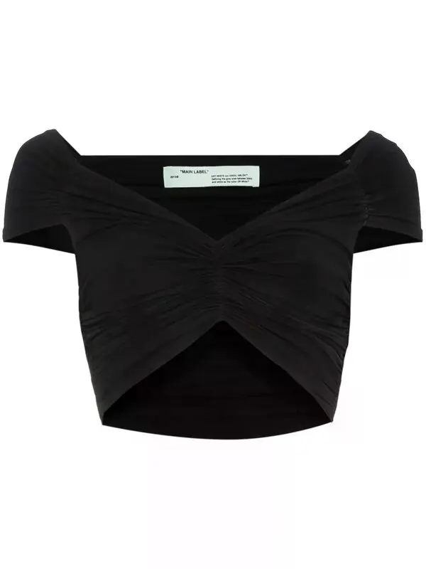 Off-White Off-shoulder Ruched Cropped Top