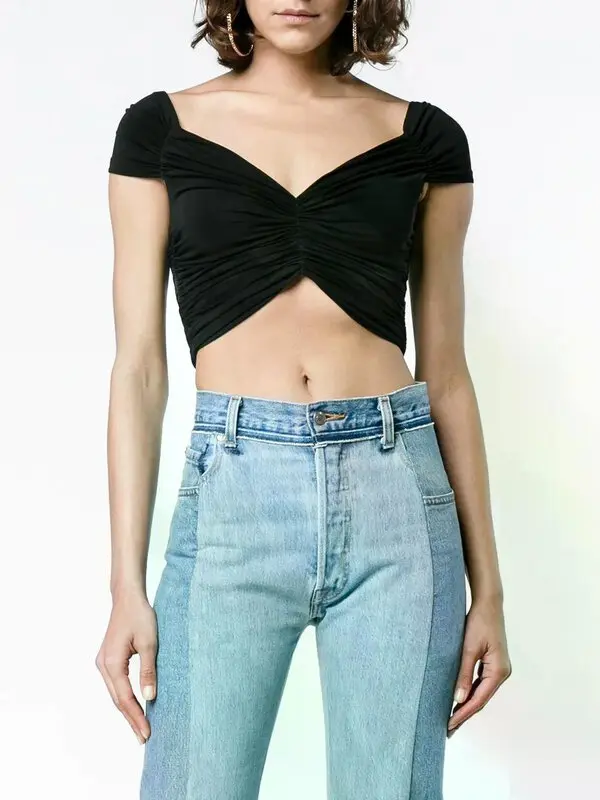 Off-White Off-shoulder Ruched Cropped Top
